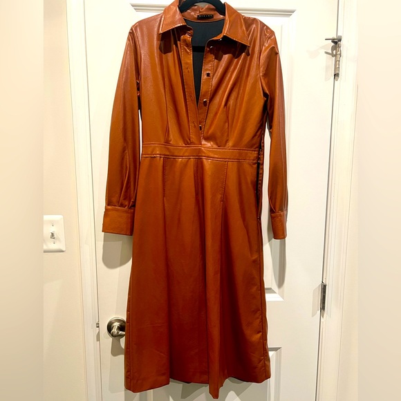 Sisley | Dresses | Sisley Long Sleeve Faux Leather Dress | Poshmark